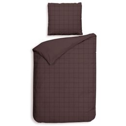 Wendebettw&auml;sche &raquo;Diamante&laquo; 2 Stk. kariert, hochwertiges Mako-Satin, Bettw&auml;sche ab 135x200 cm. braun Mako-Satin, Obermaterial: 100% Baumwolle B/L: 