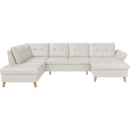Sit & More sit&more Wohnlandschaft &raquo;G&ouml;teborg&laquo; inkl. Sitztiefenverstellung, wahlweise mit Bettfunktion & Bettkasten wei&szlig; B/H/T: 327cm x 90cm x 226cm, NaturLEDER 