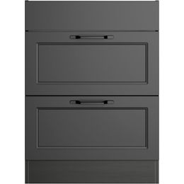 KOCHSTATION Kochfeldumbauschrank &raquo;KS-Lana&laquo; Breite 60 cm grau Holzwerkstoff, MDF graphit, B/H/T: 60cm x 82cm x 60cm, Schubladen: 2 Stk.