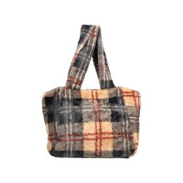 Rieker Damen Shopper Umh&auml;ngetasche, Schultertasche in modischer Karo-Optik beige B/H/T: 27cm x 30cm x 12cm