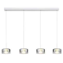 Globo LIGHTING H&auml;ngeleuchte &raquo;BELINDA&laquo; LED-Modul 1 Stk. Warmwei&szlig; H&auml;ngeleuchte Wei&szlig;, Rauchglas, E27, h&ouml;henk&uuml;rzbar silber 1, H: 150cm, 1 Stk.