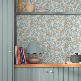 WILLIAM MORRIS AT HOME Vliestapete &raquo;Bird & Pomegranate&laquo; Retro texturiert Design Tapeten blau Vlies B/L: 0,52m x 10m, Rollen: 1