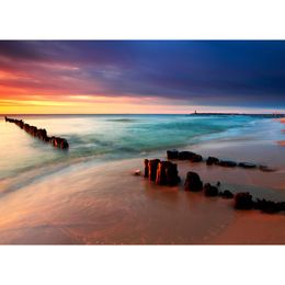 papermoon Fototapete &raquo;Baltic Beach Sunrise&laquo; glatt bunt Vlies B/L: 3,5m x 2,6m, Bahnen: 7 Stk.