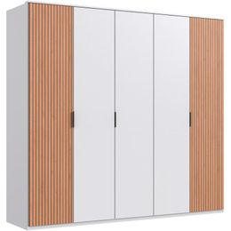 wimex Dreht&uuml;renschrank &raquo;Tunis&laquo; inklusive Kranzleiste, T&uuml;ren in Lamellen Optik wei&szlig; Holzwerkstoff Wei&szlig;, B/H/T: 225cm x 210cm x 58cm