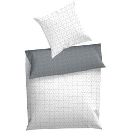 Dyckhoff Wendebettw&auml;sche &raquo;Graphic&laquo; 2 Stk. grau Renforc&eacute;, Obermaterial: 100% Baumwolle B/L: 155cm x 220cm, 1 Stk., 1 Stk., Renforc&eacute;, B/L: 80cm x 80cm, 2 Stk.