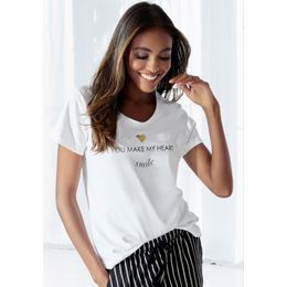 Damen Pyjamaoberteil, Wei&szlig;, Gr. 36/38, Vivance Dreams by Lascana, Pyjamas, 100% Baumwolle