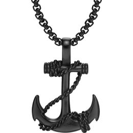 Firetti Herren Kette mit Anh&auml;nger &raquo;Schmuck Geschenk Edelstahl Halsschmuck Halskette Venezianerkette Anker&laquo; schwarz Edelstahl, L: 55