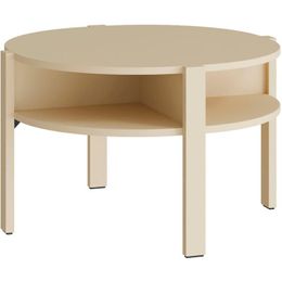 FORTE Beistelltisch &raquo;Tobago, runder Couchtisch mit 4 Ablagef&auml;chern, B/H/T 74,4/45,5/74,4 cm&laquo; Durchmesser ca. 74,5 cm beige B/H/T: 74,4cm x 45,5cm x 