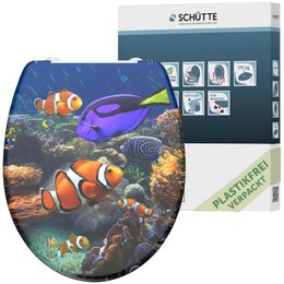 Sch&uuml;tte WC-Sitz &raquo;SEA LIFE&laquo; bruchsicher und kratzfest, Absenkautomatik, Standardma&szlig; bunt Duroplast Einheitsgr&ouml;&szlig;e