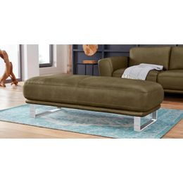 W.Schillig Hocker &raquo;montanaa&laquo; mit Metallkufen in Chrom gl&auml;nzend, Breite 141 cm gr&uuml;n B/H/T: 141cm x 42cm x 61cm, Longlife Xtra-Leder Z69