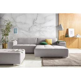 OTTO home Ecksofa &raquo;Sapporo L-Form&laquo; wahlweise Schlaffunktion oder Sitztiefenverstellung, Federkern grau Struktur fein (100% Polyester);Luxus-Microfaser