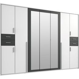 wimex Dreht&uuml;renschrank &raquo;Vegas&laquo; inklusive Passepartout-Rahmen, mit Spiegelt&uuml;ren und Schubladen wei&szlig; Holzwerkstoff B/H/T: 316cm x 210cm x 58cm, Schubladen: 4 