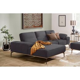 W.Schillig Ecksofa &raquo;run, Designsofa mit tollem Sitzkomfort, bequem, L-Form&laquo; mit Holzsockel, F&uuml;&szlig;e in Bronze pulverbeschichtet, Breite 279 cm grau 