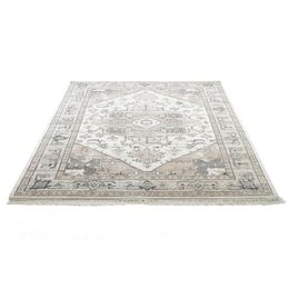 Theko Wollteppich &raquo;Versian 877&laquo; rechteckig 10 mm H&ouml;he handgekn&uuml;pft, reine Wolle, orientalisches Design beige Schurwolle B : 140cm 1 Stk., 10mm, L: 