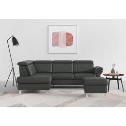 Sit & More sit&more Ecksofa &raquo;Arngast L-Form&laquo; inklusive Kopfteilverstellung und Federkern grau B/H/T: 245cm x 84cm x 194cm, NaturLEDER , Ottomane links,mit 
