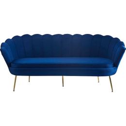 Salesfever 3-Sitzer &raquo;Clam Komfortsofa&laquo; Extravagantes Muscheldesign: 180 cm Breite blau Samtvelours (100% Polyester) B/H/T: 180cm x 78cm x 76cm, 