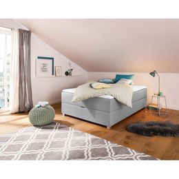 Home Affaire Boxbett &raquo;Alexis&laquo; ohne Kopfteil - ideal f&uuml;r R&auml;ume mit Dachschr&auml;gen; in 4 Breiten grau Struktur fein (100% Polyester) Struktur fein, 
