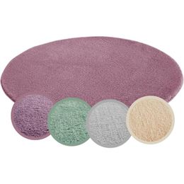 ANDIAMO Teppich &raquo;Arezzo&laquo; rund 16 mm H&ouml;he Uni Farben, weicher Flor, waschbar, ideal im Wohnzimmer & Schlafzimmer lila Polyester &Oslash; 67cm 1 Stk., 16mm, &Oslash; 67cm