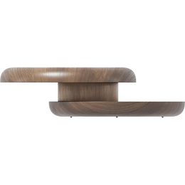 Salesfever Couchtisch &raquo;drehbar - runder Design-Wohnzimmertisch aus Holz&laquo; 1 Stk. tlg. Stilvoller & moderner Tisch mit Echtholzfurnier, &Oslash; 90 cm braun 