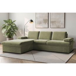 Sit & More sit&more Ecksofa &raquo;Moreno L-Form, B: 247 cm&laquo; mit Armteilverstellung, optional Schlaffunktion gr&uuml;n 100% Polyester B/H/T: 247cm x 82cm x 171cm, 