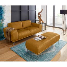 W.Schillig 2-Sitzer &raquo;montanaa bequem, Federkernunterfederung, elegant & edel, Breite 192cm&laquo; mit Metallf&uuml;&szlig;en in Chrom gl&auml;nzend, Breite 192 cm gelb 