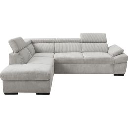 exxpo - sofa fashion Ecksofa inkl. Kopf- und Armteilverstellung, wahlweise mit Bettfunktion B/H/T: 270cm x 78cm x 207cm, Cord, Ottomane links,mit 