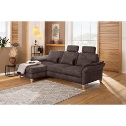 Home Affaire Ecksofa &raquo;Palace L-Form&laquo; incl. Sitztiefenverstellung, wahlweise mit Schlaffunktion und Stauraum braun Struktur fein (100% Polyester);