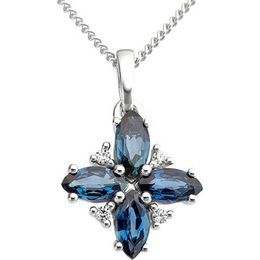 Firetti Damen Kettenanh&auml;nger &raquo;Schmuck Geschenk Gold 333 Halsschmuck Anh&auml;nger Blume Edelstein&laquo; mit Saphir - mit Brillanten bunt 0,02 P2 = erkennbare 
