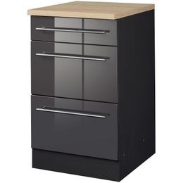 KOCHSTATION Unterschrank &raquo;KS-Wien&laquo; Breite 50 cm, mit 1 Schubkasten und 2 Ausz&uuml;gen grau Holzwerkstoff, MDF grafitgrau, B/H/T: 50cm x 85cm x 60cm, 