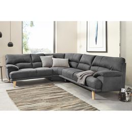Trendmanufaktur Polsterecke &raquo;Cecilia, italienisches Designsprache, modern und komfortabel, L-Form,&laquo; toller Sitzkomfort und bequeme Armlehnen grau B/H/