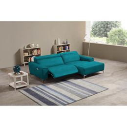 Egoitaliano Ecksofa &raquo;Suzette, Designsofa mit hohem Sitzkomfort&laquo; mit Recamiere, inkl. 1 elektronischen Relaxfunktion, L-Form blau B/H/T: 266cm x 95cm x 163cm, 