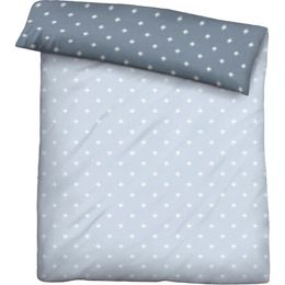 Biberna Wendebettbezug &raquo;Mix & Match in Gr&ouml;&szlig;e 135x200 oder 155x220 cm&laquo; Bettbezug aus Baumwolle, gemusterte Bettw&auml;sche mit Wendeoptik blau Mako-Satin, 