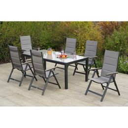Merxx Garten-Essgruppe &raquo;Trivero&laquo; 7 Stk. tlg. grau Aluminium, Polyester Polyester