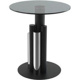 Kayoom Beistelltisch &raquo;Ontario 225, Runde Glasplatte aus Sicherheitsglas, 100% Edelstahl&laquo; 1 Stk. tlg. Modernes Design, zweifarbiges S&auml;ulengestell, Eyecatcher 