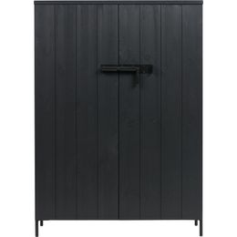 Woood Highboard &raquo;Bruut Kiefernholz geb&uuml;rstet mit Metallbeinen, H 141 x B 100 x T 42 cm&laquo; Sichtbare Maserung, Metallverschl&uuml;sse, Schutzlackiert, 