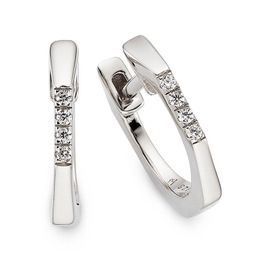 Bruno Banani Damen Paar Creolen &raquo;Schmuck Geschenk Klappcreole eckig Silber rhodiniert&laquo; mit Zirkonia (synth.) 13mm, Silber 925 (Sterlingsilber)
