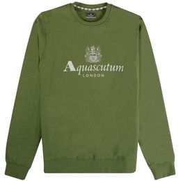 Aquascutum Active Big Logo Crew Neck Army Green Sweatshirt