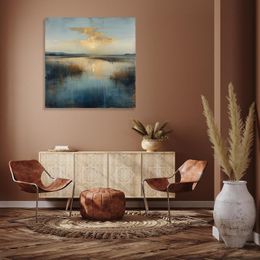 queence Acrylglasbild &raquo;Gr&auml;ser im See mit goldenen Wolken&laquo; Abstrakt Abstrakte Formen Gem&auml;lde Gew&auml;sser Kunst 1 Stk. tlg. HD Premium Kunstdruck in 