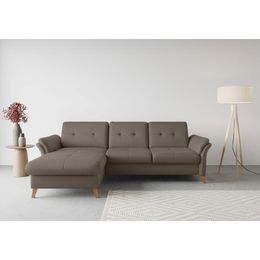 Sit & More sit&more Ecksofa &raquo;G&ouml;teborg&laquo; Sitztiefenverstellung und Federkern, wahlweise mit Bettfunktion braun B/H/T: 268cm x 90cm x 176cm, Luxus-Microfaser 