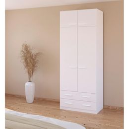 Rauch Dreht&uuml;renschrank &raquo;Prandon B&laquo; Set, 2 Stk. tlg. mit 2 Schubladen sowie Aufsatzelement, Metallgriffe quer wei&szlig; Holzwerkstoff B/H/T: 91cm x 236cm x 
