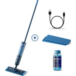 Philips Akku-Wischmopp &raquo;OneUp elektrischer Wischer 3000 Series XV3101/11&laquo; 50 min Akku-Laufzeit, inkl. 2 Pads und 40 ml Reiniger blau Einheitsgr&ouml;&szlig;e Akku-