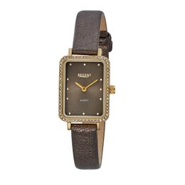 Regent Uhren Regent Damen Quarzuhr Armbanduhr, Damenuhr, Lederarmband, analog, Glassteine Einheitsgr&ouml;&szlig;e
