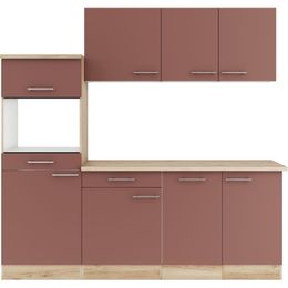 Optifit K&uuml;che &raquo;Bella&laquo; Breite 210 cm, wahlweise mit E-Ger&auml;ten rot B/H/T: 210cm x 60cm, ohne E-Ger&auml;te