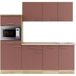 Optifit K&uuml;che &raquo;Bella&laquo; Breite 210 cm, wahlweise mit E-Ger&auml;ten rot B/H/T: 210cm x 60cm,mit E-Ger&auml;ten