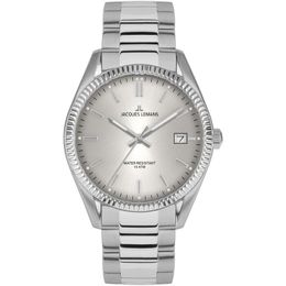 Jacques Lemans Damen Quarzuhr &raquo;Derby&laquo; Armbanduhr, Damenuhr, Datum, Leuchtzeiger, Edelstahlarmband silber Einheitsgr&ouml;&szlig;e