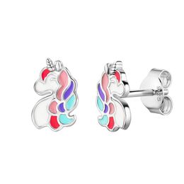 Firetti Damen Paar Ohrstecker &raquo;Schmuck Geschenk Silber 925 Ohrschmuck Ohrringe Einhorn&laquo; bunt Silber 925 (Sterlingsilber)