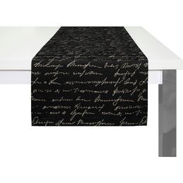 Adam Tischl&auml;ufer &raquo;Scribble&laquo; aus Bio-Baumwolle,Made in Germany schwarz Bio-Baumwolle, Leinen B/L: 50cm x 150cm, rechteckig