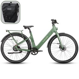 Vaun Unisex &raquo;VAUN Sight Cityrad mit Ortlieb Tasche&laquo; Heckmotor 250 W Elektrofahrrad f&uuml;r Alltag und Einkauf gr&uuml;n 48cm, 28 Zoll (71,12cm)