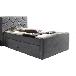 Home Affaire Boxspringbett &raquo;Atlanta&laquo; inklusive Topper und Bettkasten grau Kunststoff, Massivholz, Stoff Struktur fein Kunststoff Massivholz Stoff, 