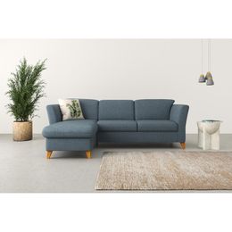 Home Affaire Ecksofa &raquo;Trelleborg L-Form&laquo; Federkern-Polsterung, wahlweise mit Schlaffunktion und Bettkasten blau 100% Polyester B/H/T: 249cm x 86cm x 
